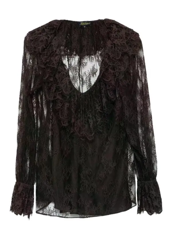 Luisa Spagnoli Lace Ruffled Blouse - Brown