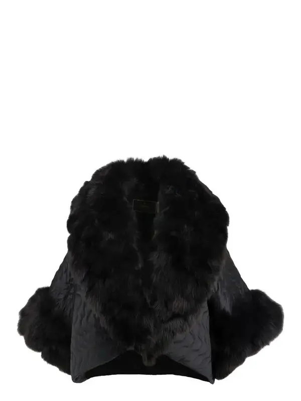 Fendi Quilted Fur Trim Coat - Black