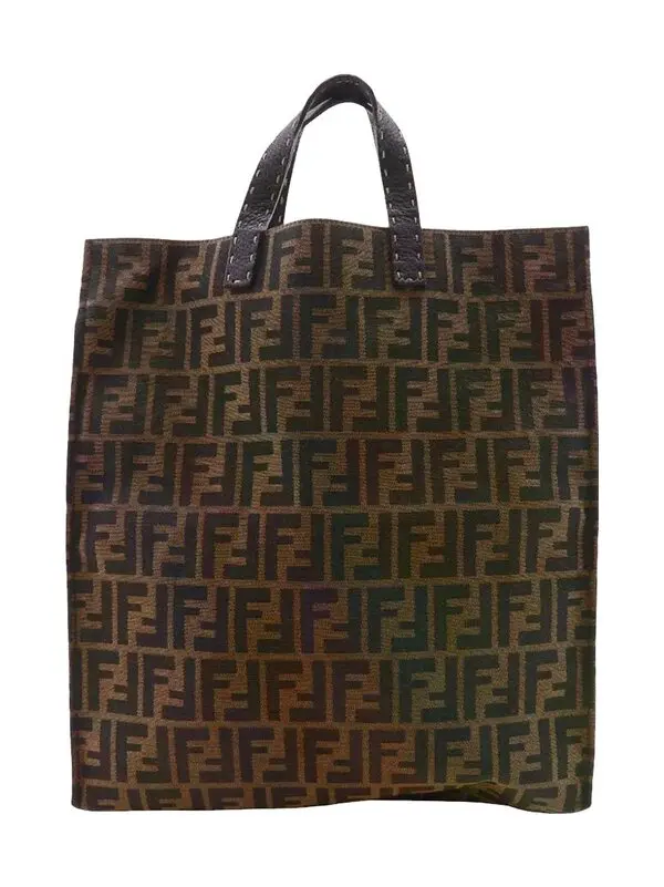 Fendi Zucca Canvas Selleria Shopping Tote Bag - Brown