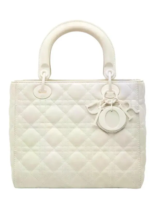 Dior 2019 Lady Medium Satchel - White