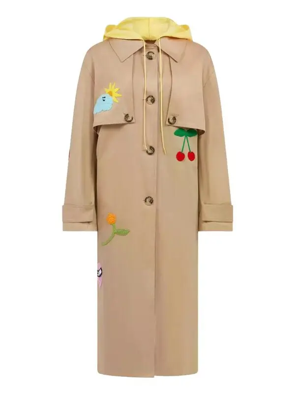 Mira Mikati Embroidered Hooded Coat - Neutrals