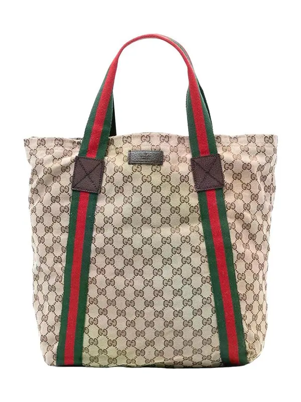 Gucci Gg Canvas Web Tote Bag - Brown