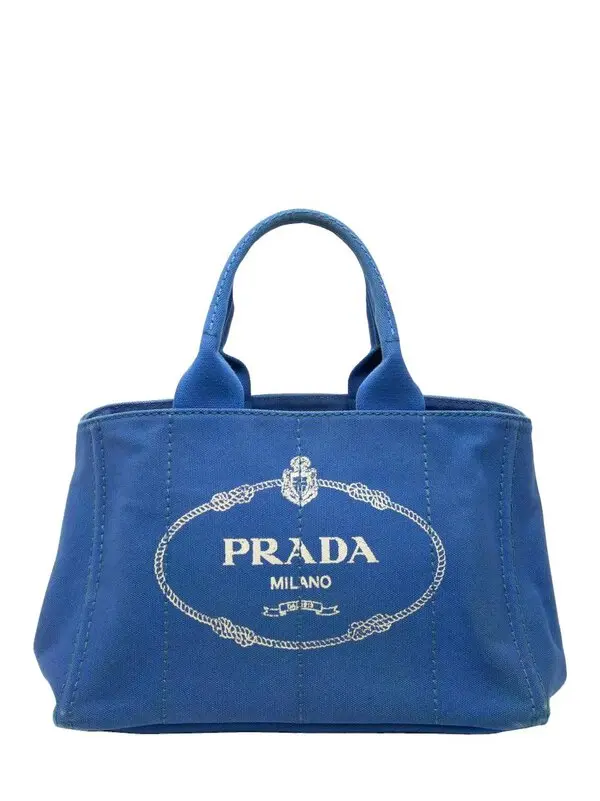 Prada 2013-2025 Canvas Canapa Logo Satchel - Blue