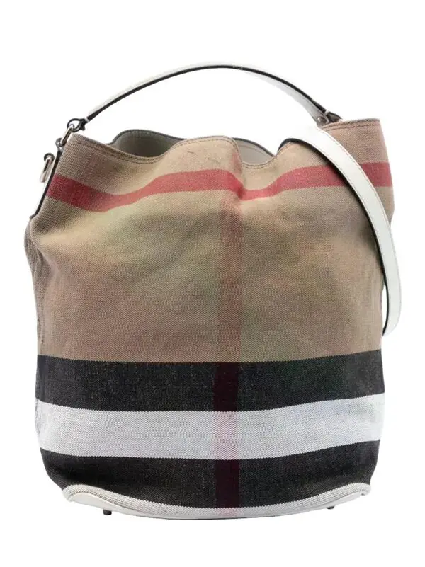 Burberry Mega Check Ashby Bucket Bag - Brown