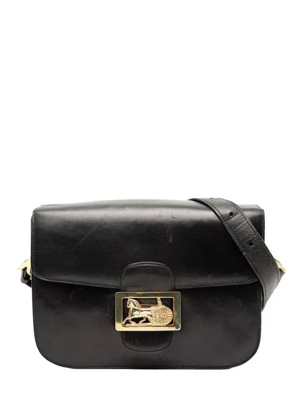 Celine Calfskin Horse Carriage Crossbody Bag - Black
