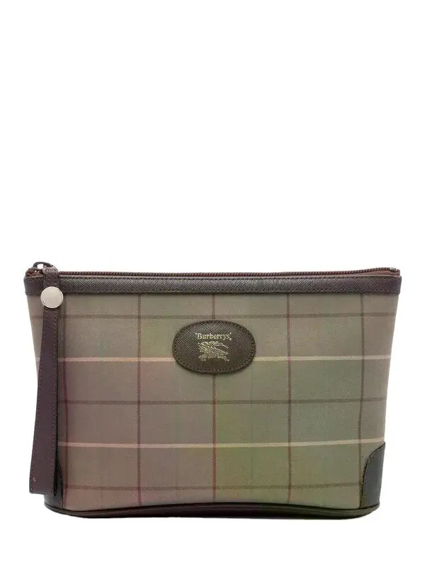 Burberry Vintage Check Canvas Wristlet Clutch Bag - Brown