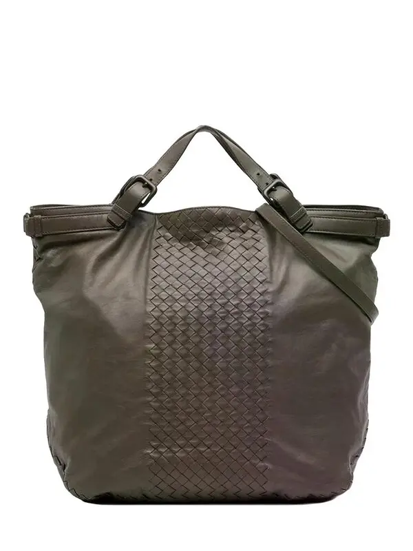 Bottega Veneta Intrecciato Trimmed Nappa Satchel - Brown