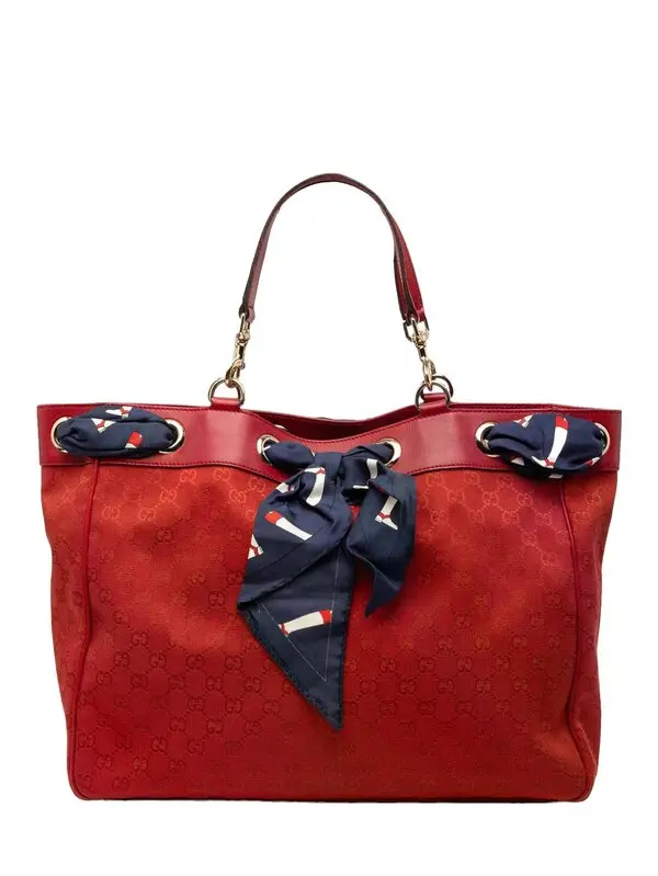 Gucci Large Gg Canvas Positano Tote Bag - Red