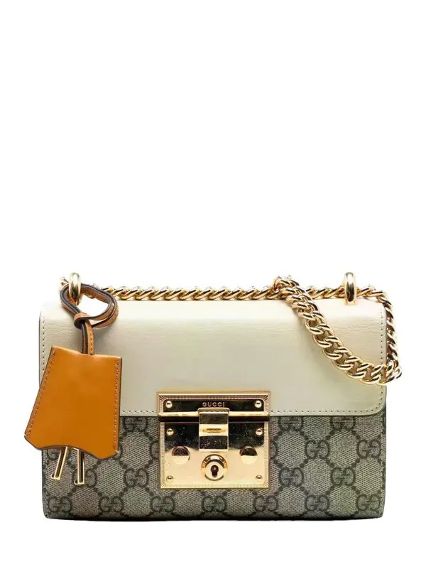 Gucci Small Gg Supreme Padlock Crossbody Bag - Brown