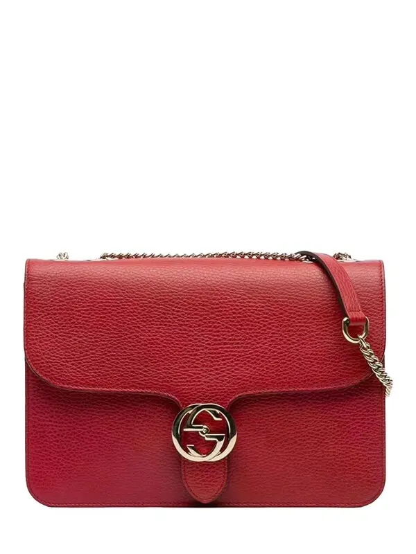 Gucci Medium Calfskin Interlocking G Crossbody Bag - Red
