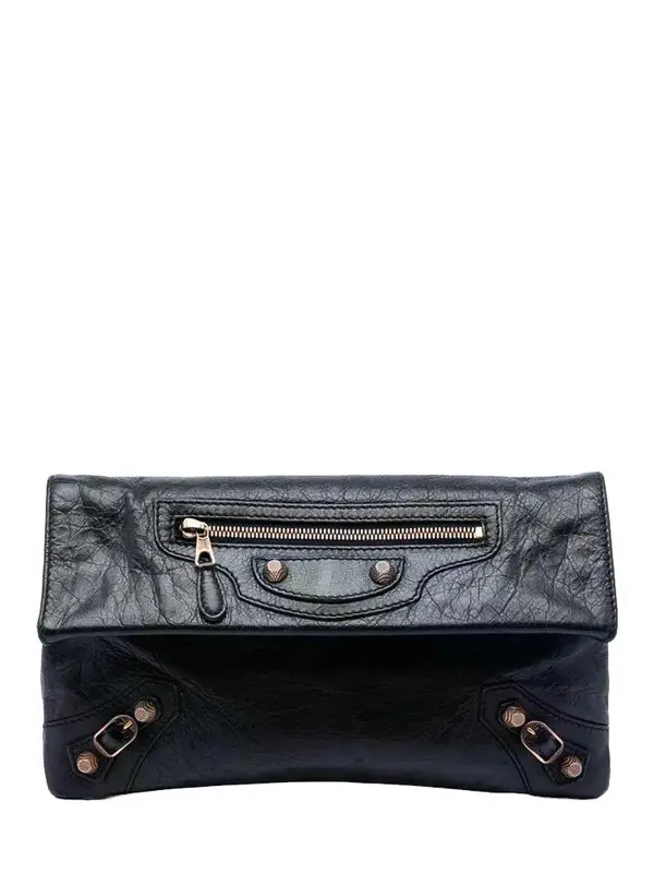 Balenciaga 2012 Lambskin Motocross Giant 12 Envelope Clutch - Black