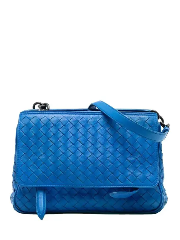 Bottega Veneta Nappa Intrecciato Messenger Bag - Blue