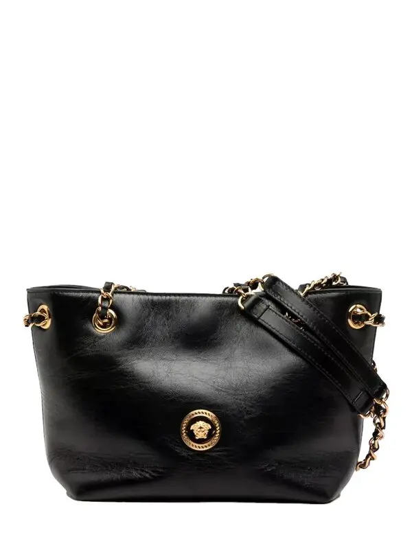 Versace 1990-2000 La Medusa Leather Shoulder Bag - Black