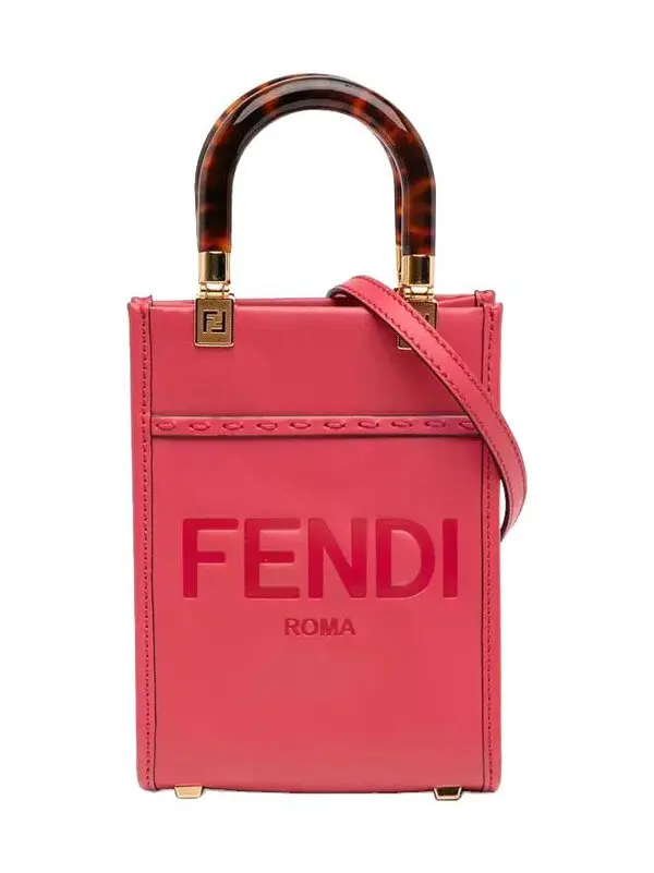 Fendi Mini Leather Sunshine Shopper Tote Satchel - Pink