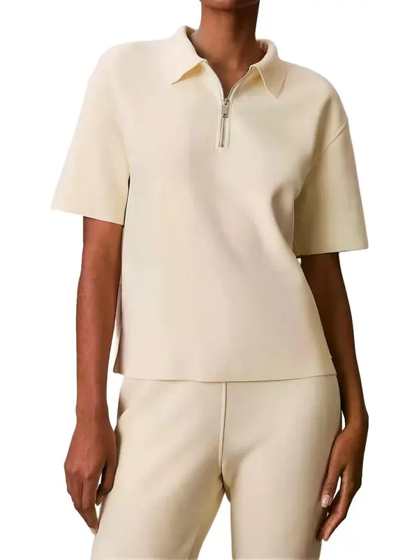 Calvin Klein Zip Front Polo Shirt - Neutrals