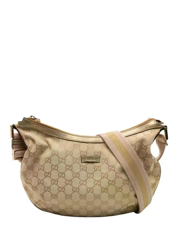Gucci Gg Canvas Web Crossbody Bag - Brown