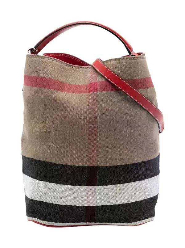 Burberry Mega Check Ashby Bucket Bag - Brown