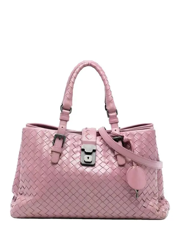 Bottega Veneta Small Nappa Intrecciato Roma Satchel - Pink