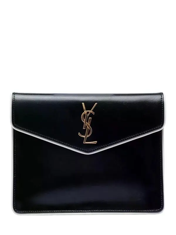 Saint Laurent 2019 Shiny Calfskin Monogram Uptown Pouch - Black