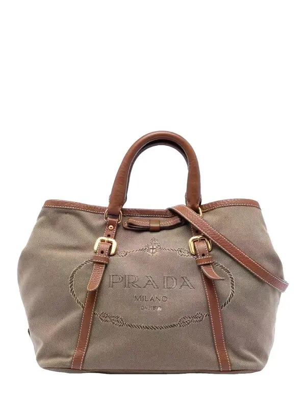 Prada 2000-2012 Canapa Logo Bow Satchel - Brown