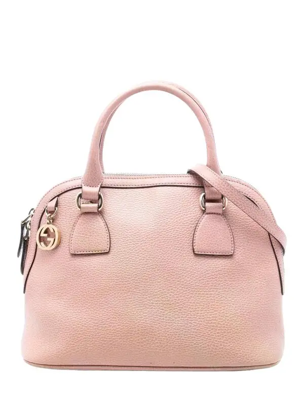 Gucci Small Calfskin Gg Charm Dome Satchel - Pink