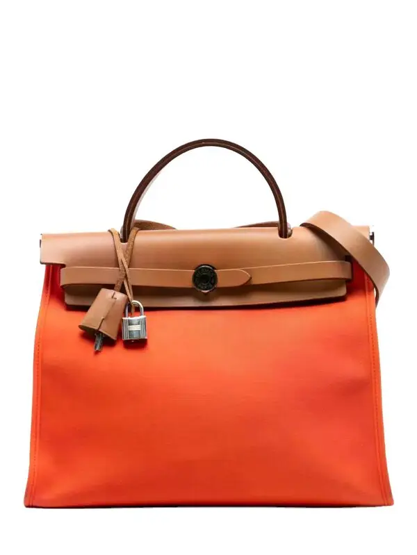 Hermès 2015 Toile Herbag Zip 31 Satchel - Orange