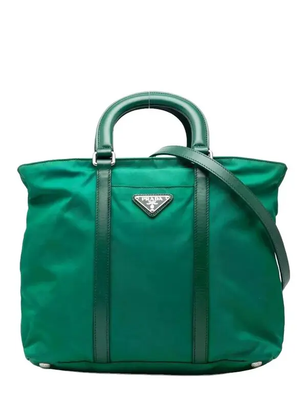 Prada Tessuto Convertible Tote Satchel - Green