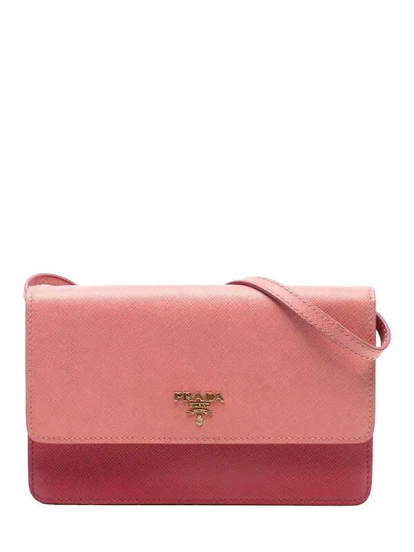 Prada 2010-2026 Bicolor Saffiano Lux Wallet On Strap - Pink