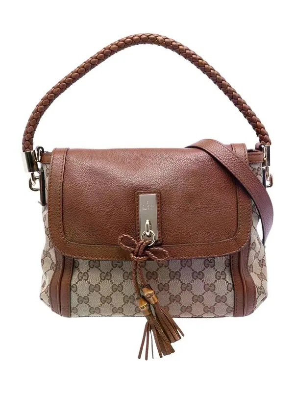 Gucci Gg Canvas Bella Flap Satchel - Brown