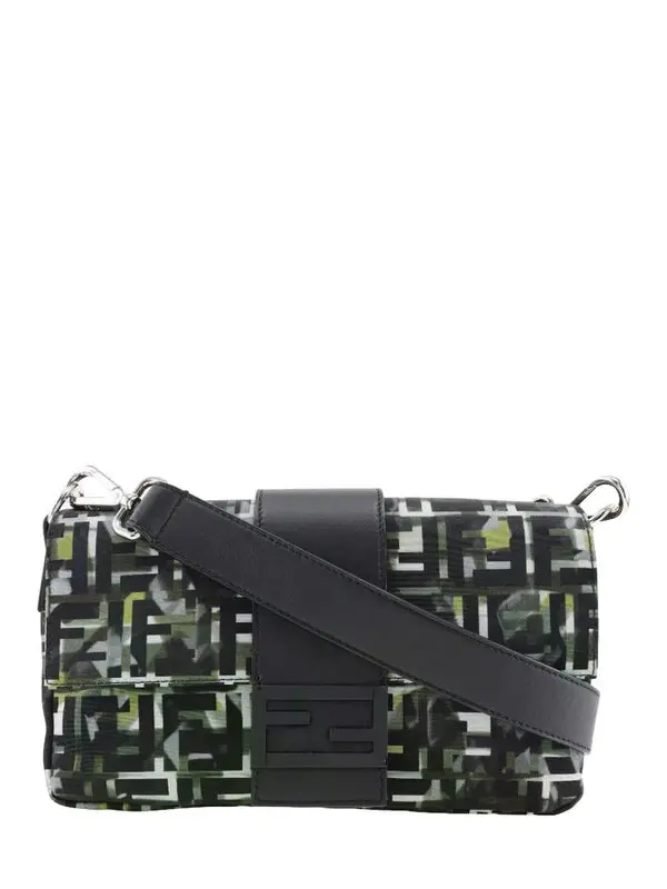 Fendi Zucca Nylon Camouflage Convertible Baguette Satchel - Black