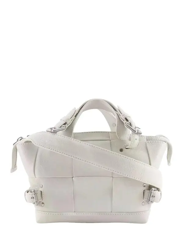 Bottega Veneta Calfskin Maxi Intrecciato Arco Tool Satchel - White