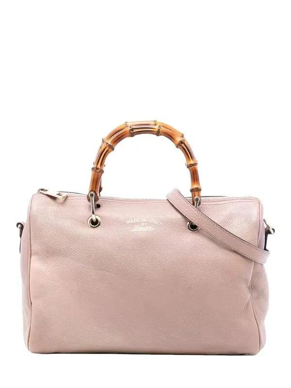 Gucci Medium Calfskin Bamboo Shopper Boston Bag Satchel - Pink