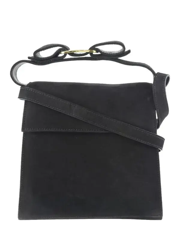 FERRAGAMO Suede Vara Bow Top Handle Satchel - Black