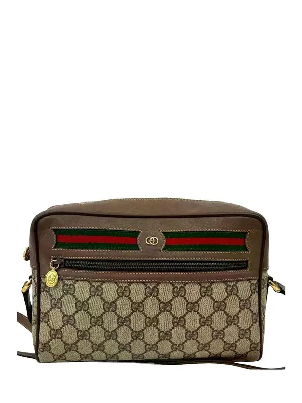 Gucci Gg Supreme Web Crossbody Bag - Brown