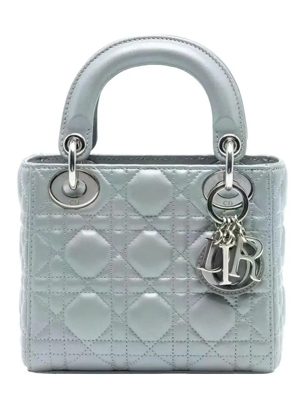 Dior 2018 Mini Lambskin Cannage Lady Satchel - Grey