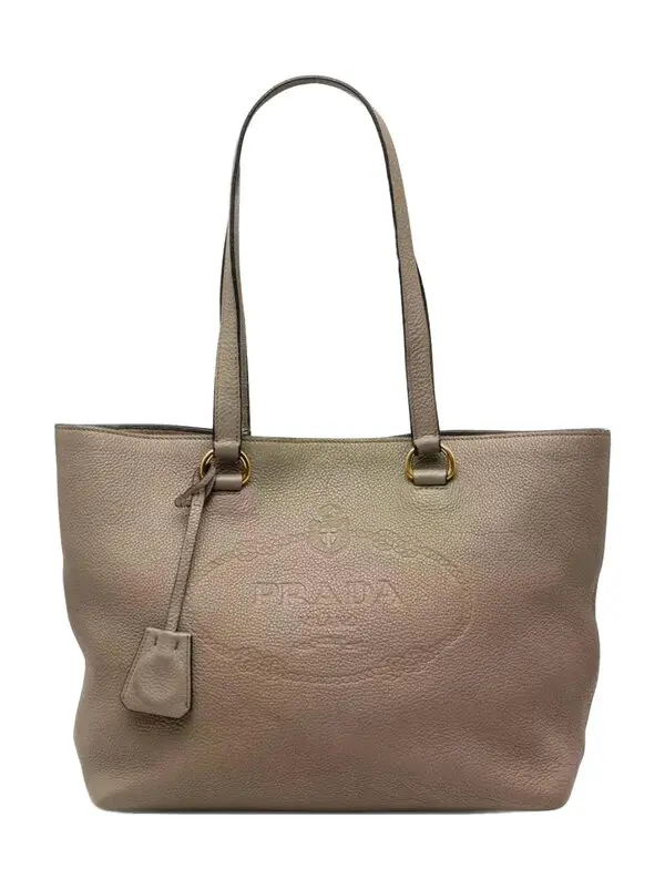 Prada Vitello Daino Canapa Logo Tote Bag - Brown