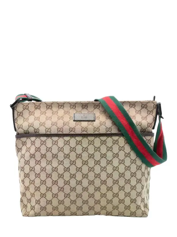 Gucci Gg Canvas Web Crossbody Bag - Brown