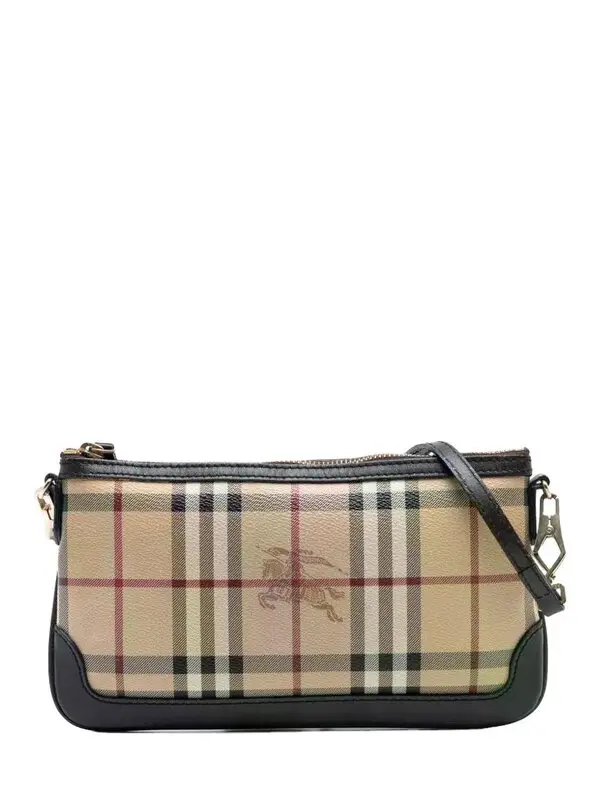Burberry Haymarket Check Coated Canvas Peyton Crossbody Bag - Brown