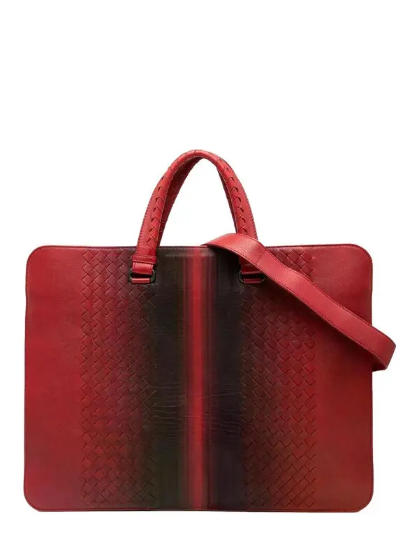 Bottega Veneta Nappa Intrecciato Briefcase Business Bag - Red