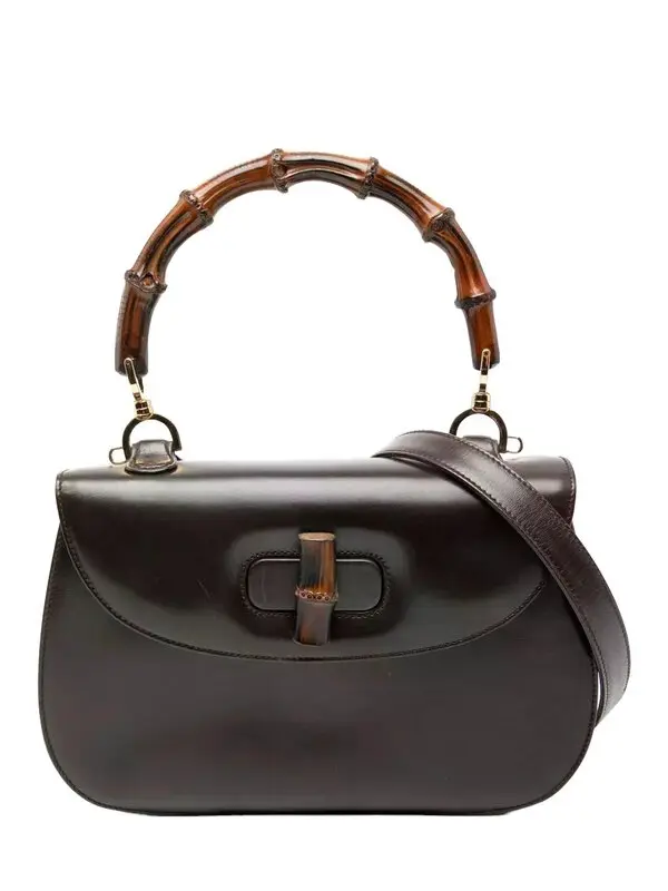 Gucci 20th Century Calfskin Bamboo Night Satchel - Brown