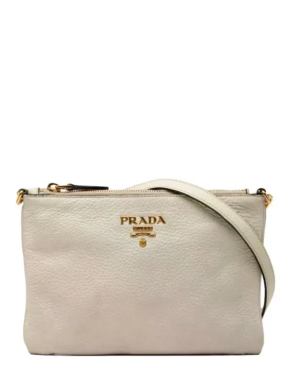 Prada 2000-2025 Vitello Daino Crossbody Bag - White