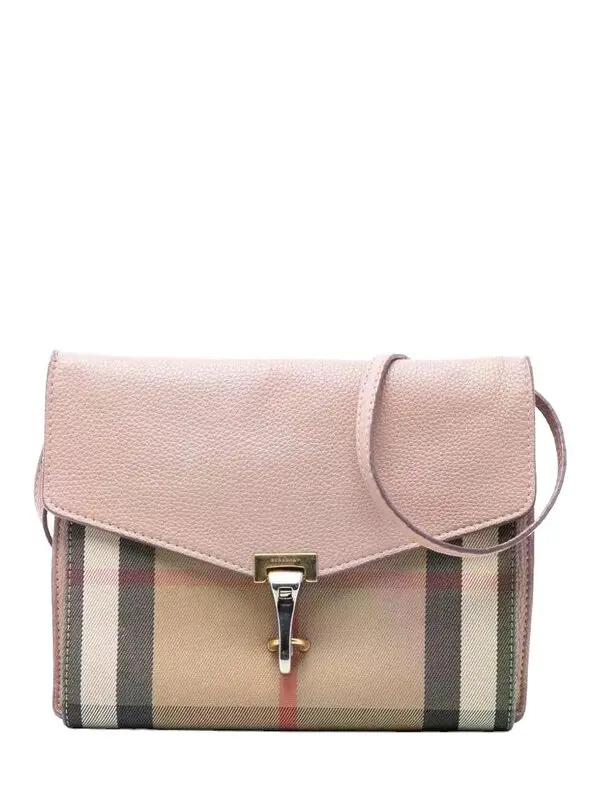 Burberry Small Leather And House Check Canvas Derby Macken Crossbody Bag - Brown