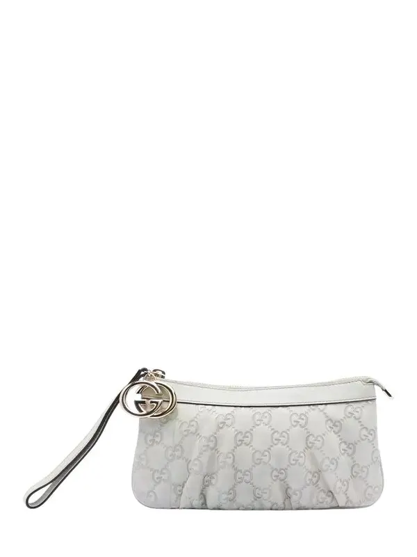 Gucci Ssima New Britt Wristlet Clutch Bag - White