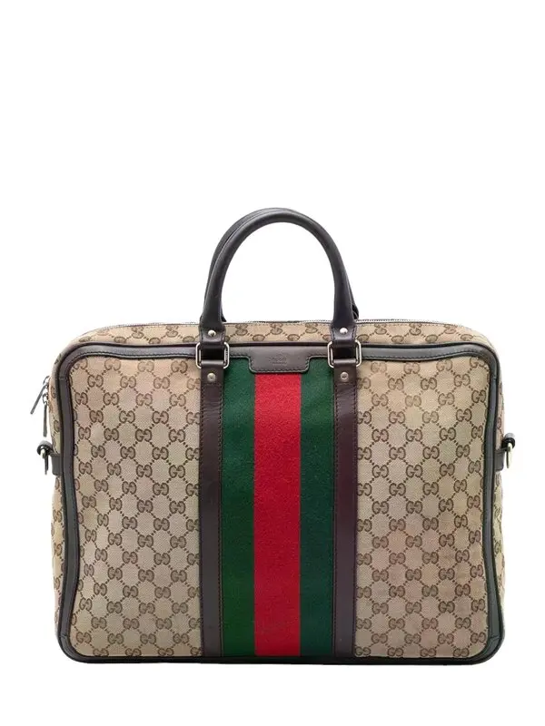 Gucci Gg Canvas Web Briefcase - Brown