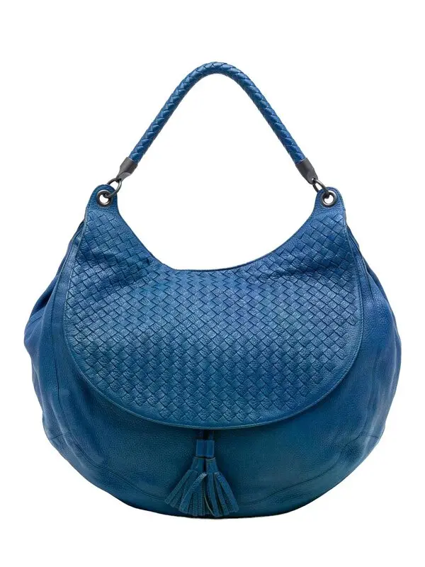Bottega Veneta Large Washed Cervo Intrecciato Hobo Bag - Blue