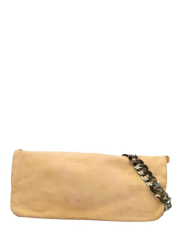 Prada 2000-2025 Suede Chain Pochette - Brown