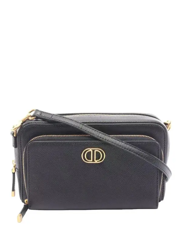 Dior Leather Caro Crossbody Bag Shoulder Bag - Black