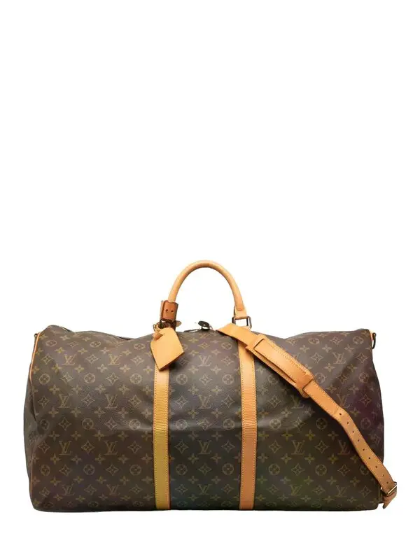 LOUIS VUITTON 1990 Monogram Keepall Bandouliere 60 Travel Bag - Brown