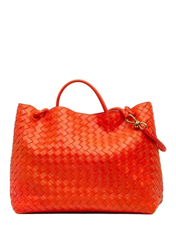 Bottega Veneta Large Lambskin Intrecciato Andiamo Satchel - Orange