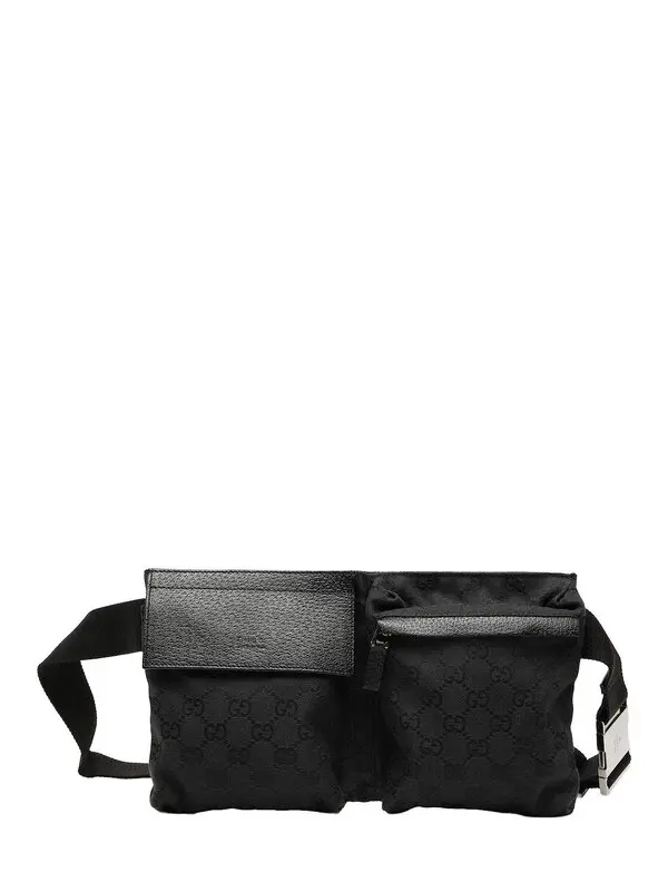 Gucci Gg Canvas Double Pocket Belt Bag 28566 200047 - Black